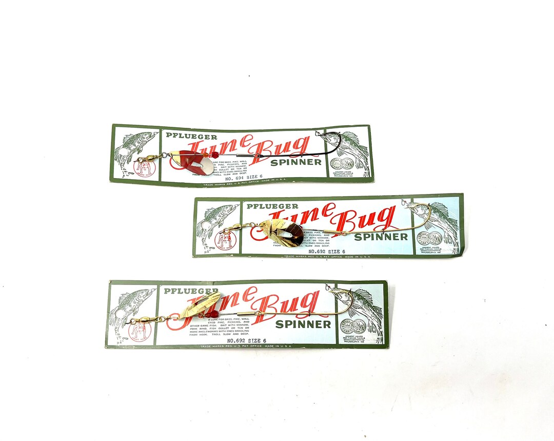3 Vintage Pflueger June Bug Spinner Lures on Card - Etsy