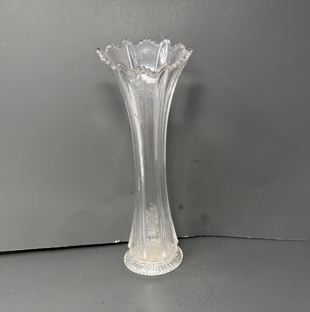 Vintage EAPG John Higbee Glass Co Clear Glass Swung Vase 13" - Etsy