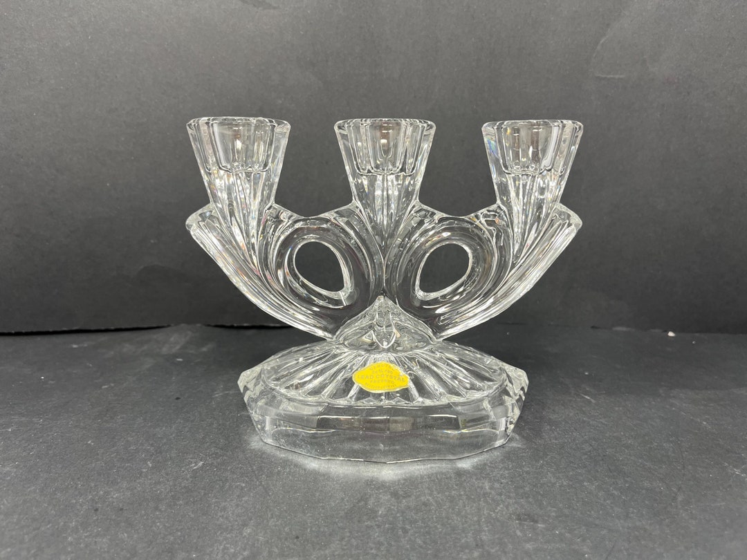 Vintage Lead Crystal 3-arm Candle Holder - Etsy