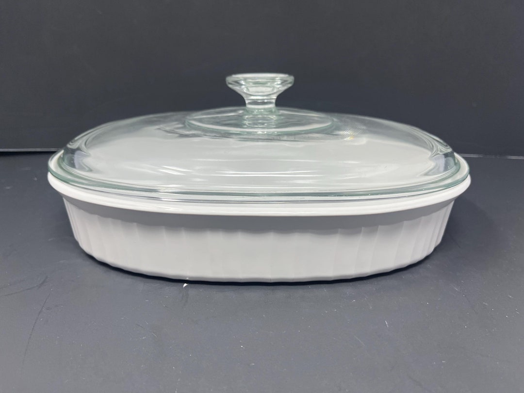 Corningware Round French White 1.8 Liter Serving Dish With Lid Vintage ...
