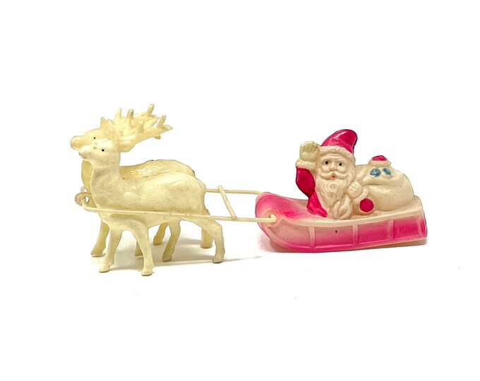 Vintage Celluloid Santa on Sleigh With 2 Reindeers Japan / Antique ...