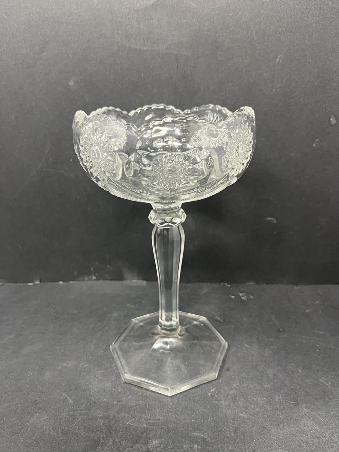 Vintage Mckee Glass Sextec Clear Pressed Glass Footed Compote - Etsy