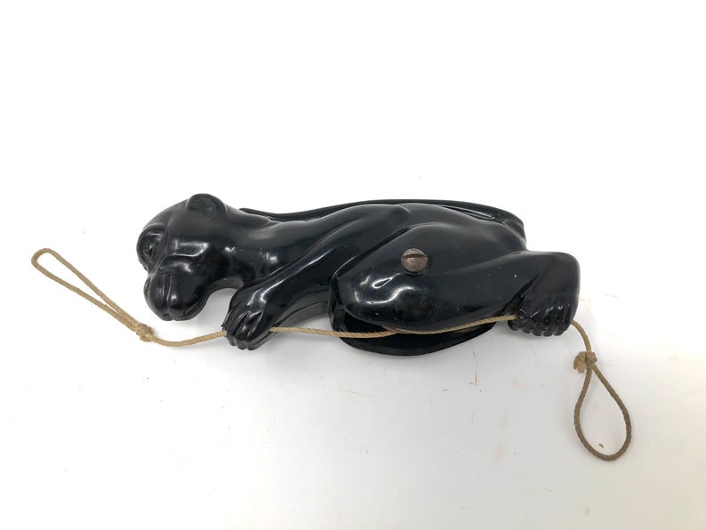 Vintage Hard Black Plastic Mechanical Pull Toy Monkey Climbing - Etsy