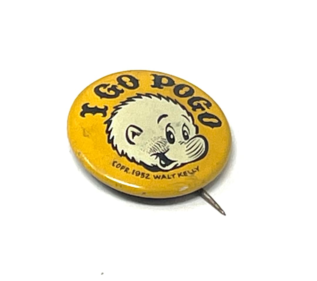 Vintage 1956 Walt Kelly I Go Pogo Comic Character Pin Back Pogo for ...