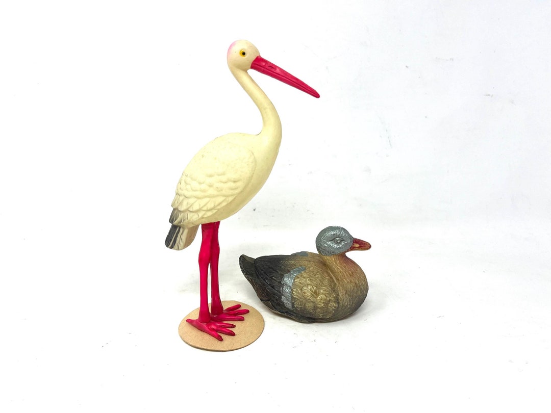 2 Celluloid Birds Vintage / Antique Celluloid Stork Figure / Vintage ...