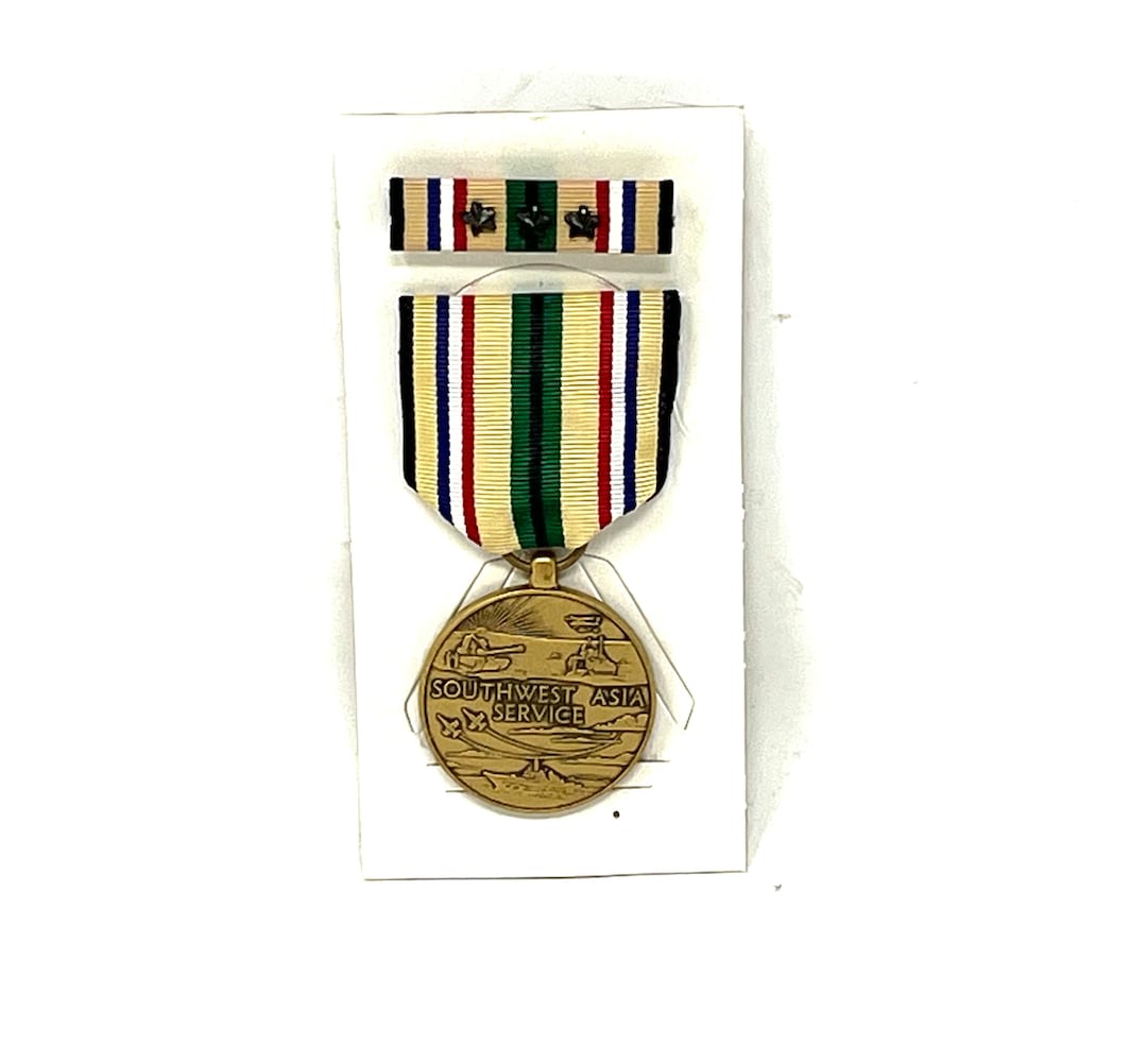 Vintage US Southwest Asia Service Medal With Ribbon Bar With 3 Bronze ...