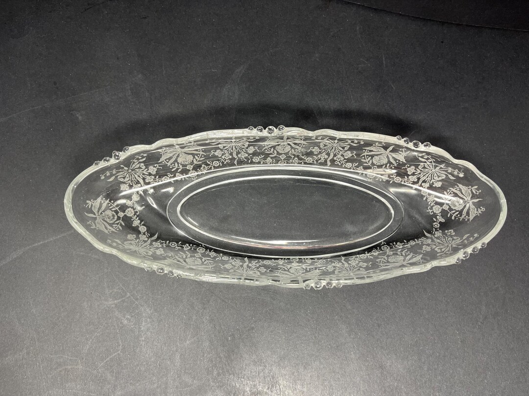 Heisey Glass Orchid Pattern Etched Glass Celery Relish Cracker Dish 12 ...