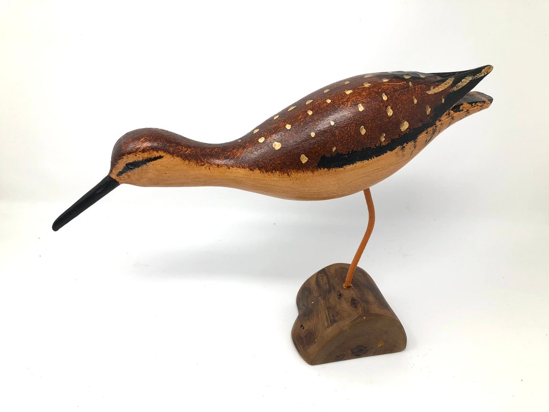 Carved Yellow Legs Shorebird / Carved Bird Statue / Shorebird Bird ...