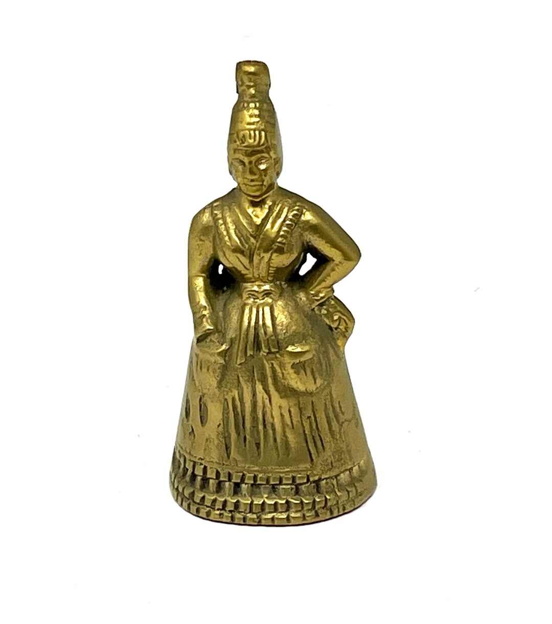 Vintage Brass Woman in Dress Figure Bell / Antique Brass Lady Bell ...