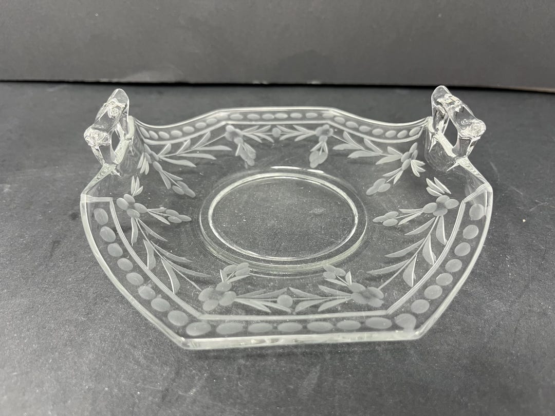 Heisey Glass Octagon Bon Bon Etched Bowl Vintage / Antique Heisey Glass ...