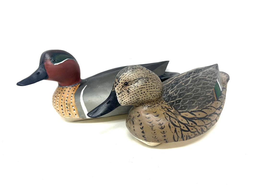 2 Green Wing Teal Duck Decoys by Bill Goenne King City California ...