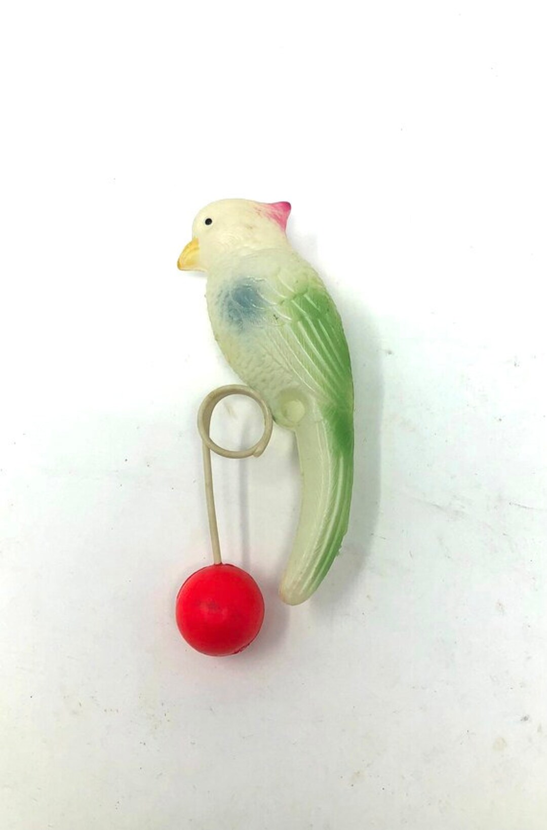 Vintage Celluloid Balancing Parrot Bird Decoration / Large Antique ...