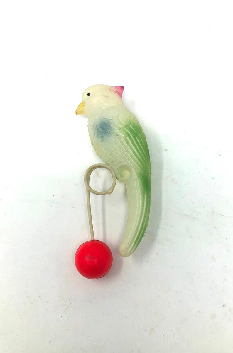 Vintage Celluloid Balancing Parrot Bird Decoration / Large - Etsy