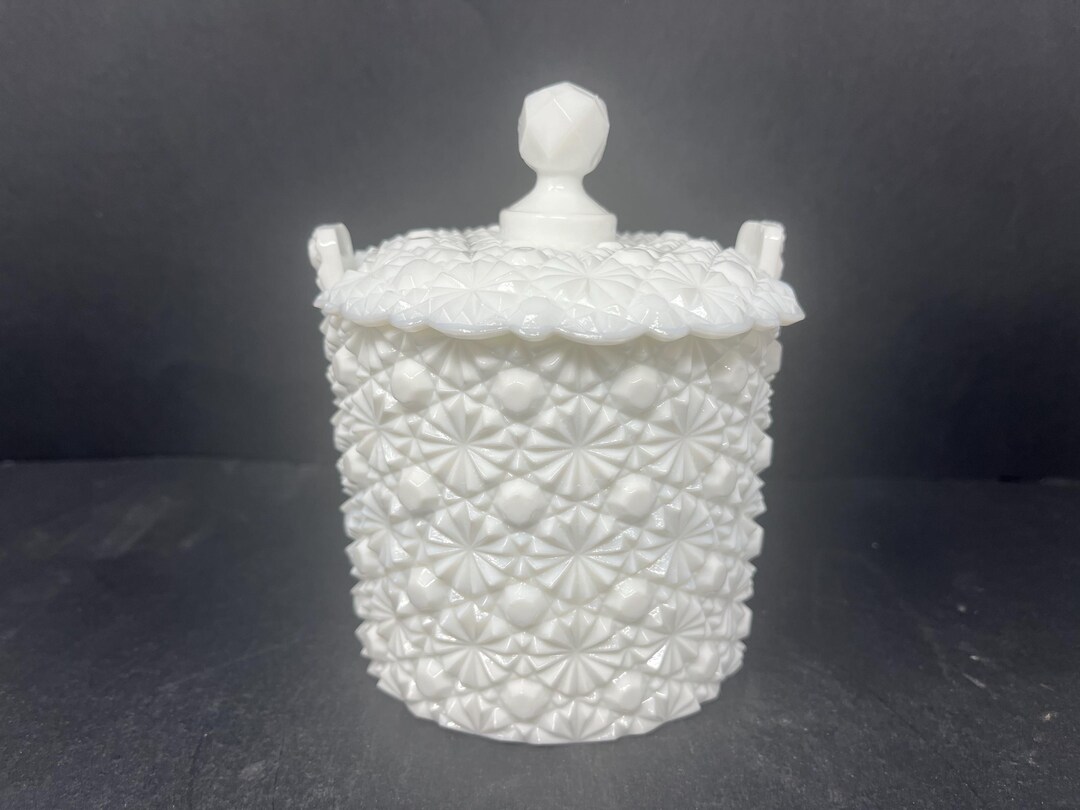 Fenton Milk Glass Daisy and Button Candy Dish With Lid Vintage ...