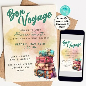 Bon Voyage Farewell Party Digital Download Editable and - Etsy