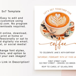 Let's Get Together for Coffee Invitation Template, Any Occasion Coffee ...