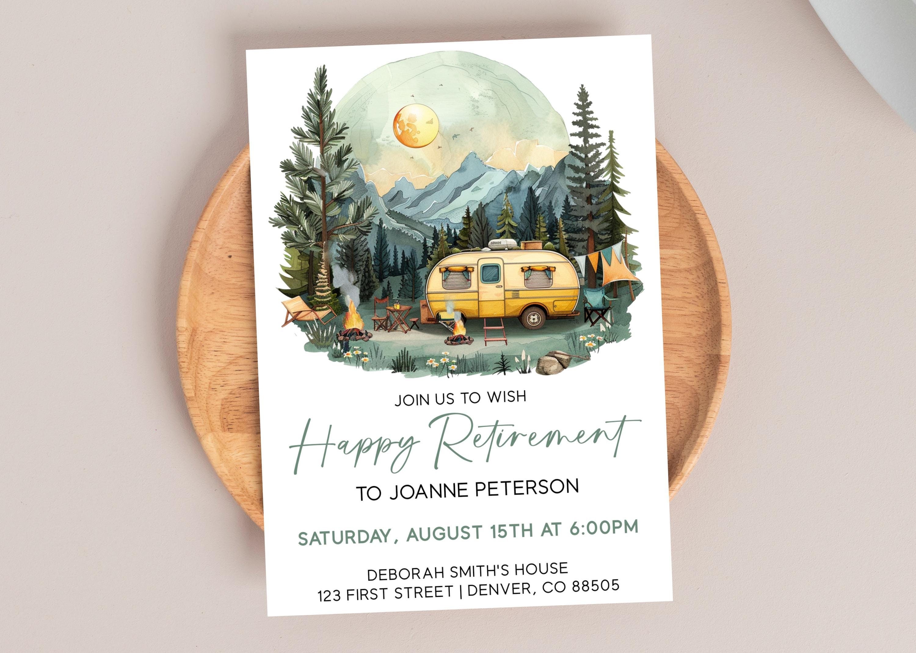 Camping Theme Retirement Party Invitation Template, Camping Retirement ...