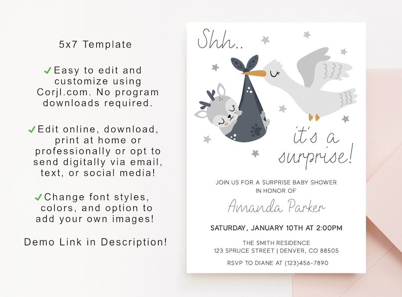 Plantilla de invitación a fiesta de baby shower sorpresa de género ...