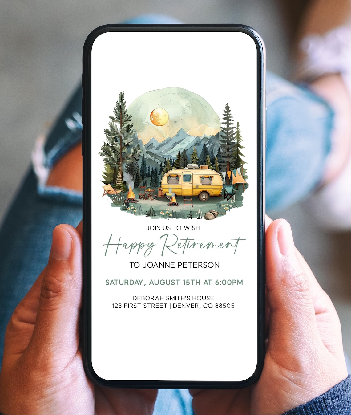 Camping Theme Retirement Party Invitation Template, Camping Retirement ...