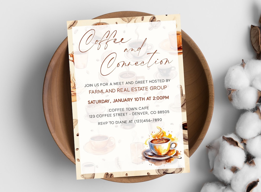 Coffee and Connection Brunch Meeting Invitation Template, Coffee Meet ...