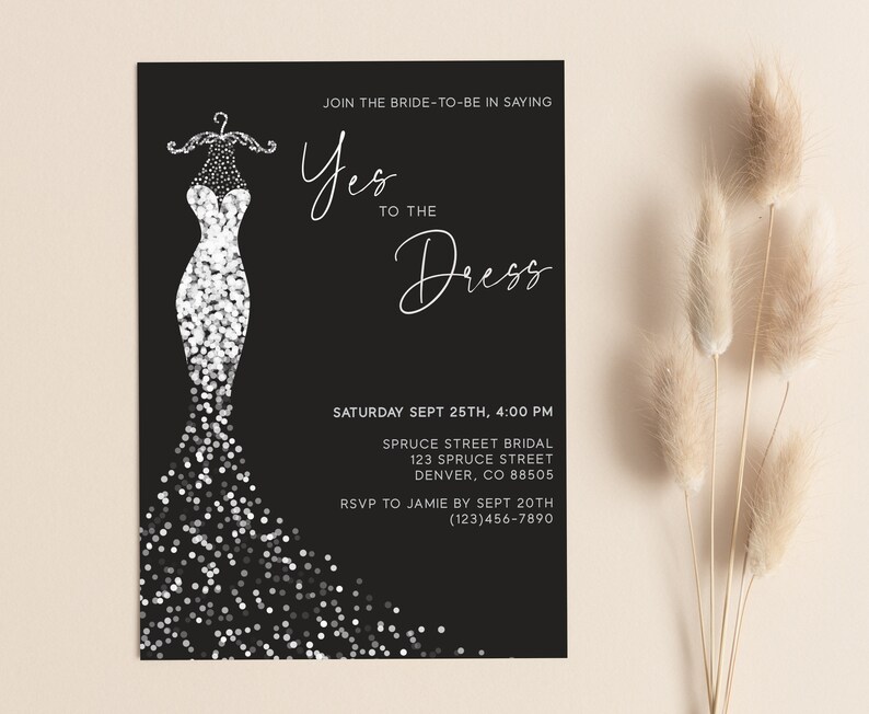 Bridal Say Yes to the Dress Invitation Template, Editable, Personalize ...