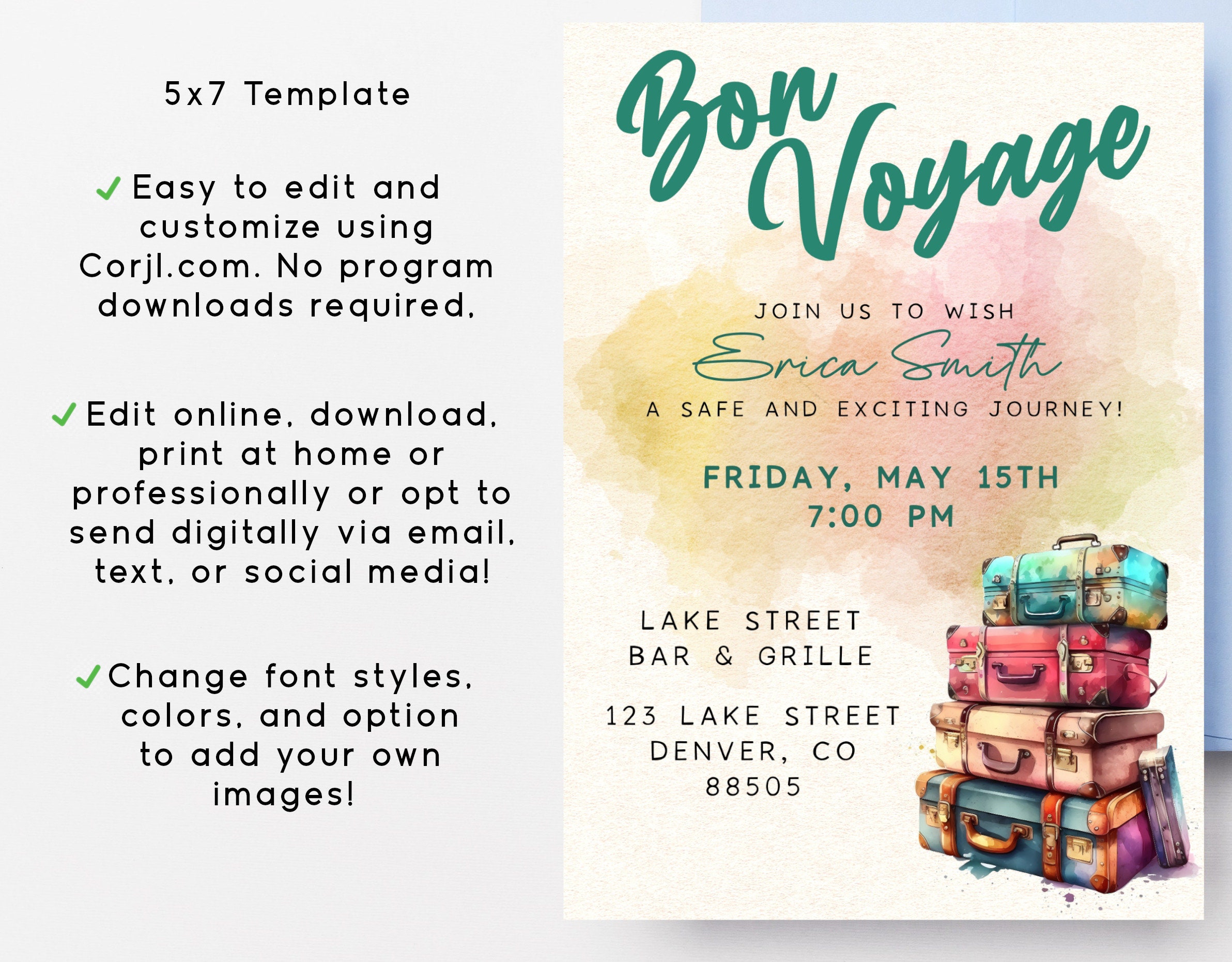 Bon Voyage Farewell Party Digital Download - Editable and Customizable ...