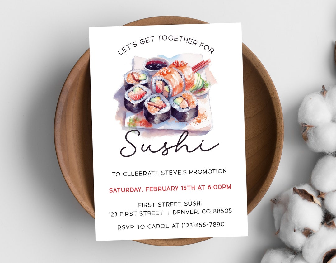 Let's Get Together for Sushi Invitation Template, Any Occasion Sushi ...