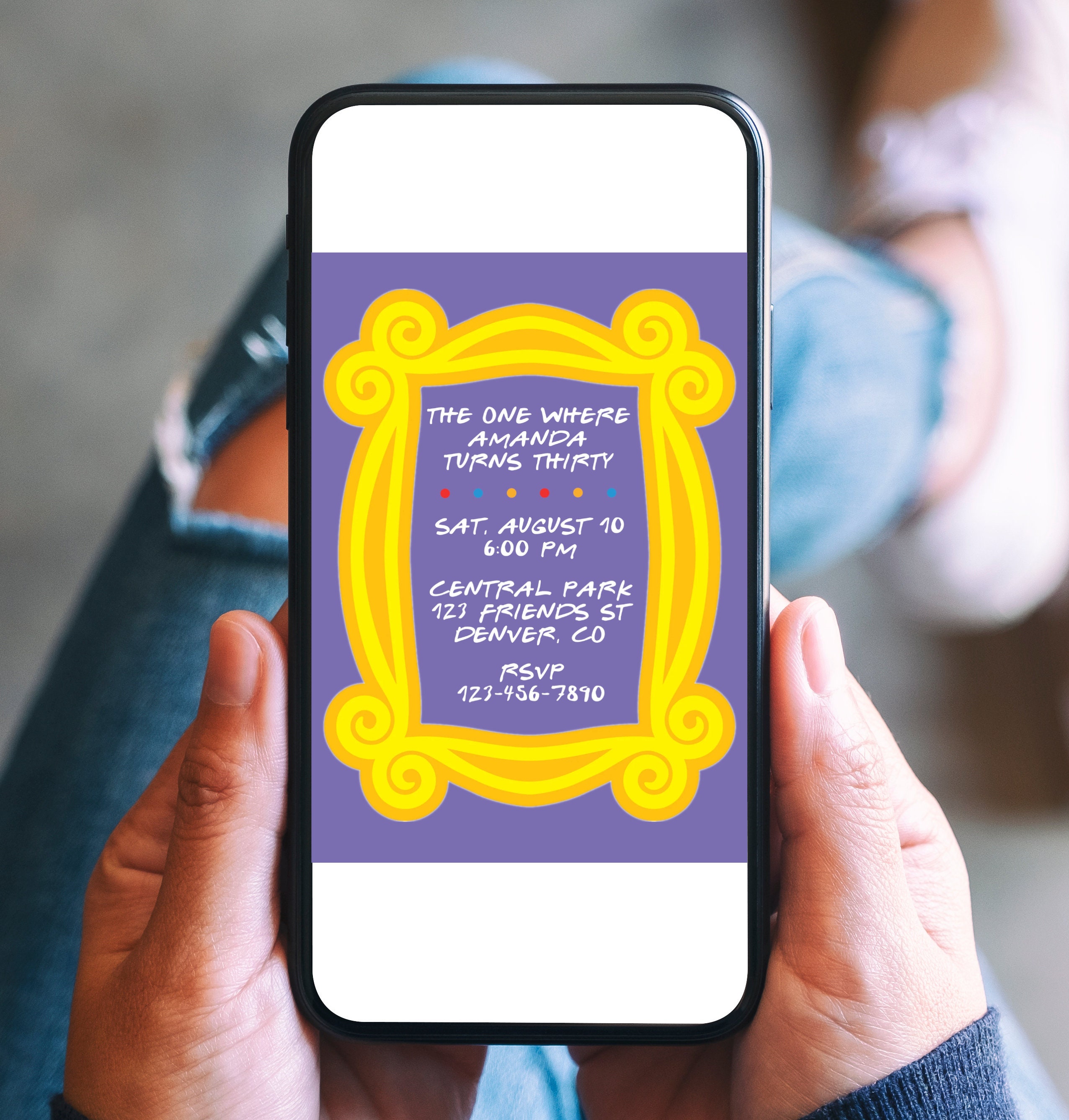 Friends Themed Birthday Party Yellow Frame Invitation Template, Any Age ...