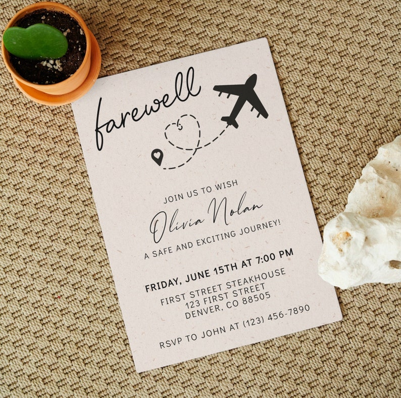 Farewell Party Invitation: Airplane Theme, Editable Template (digital ...