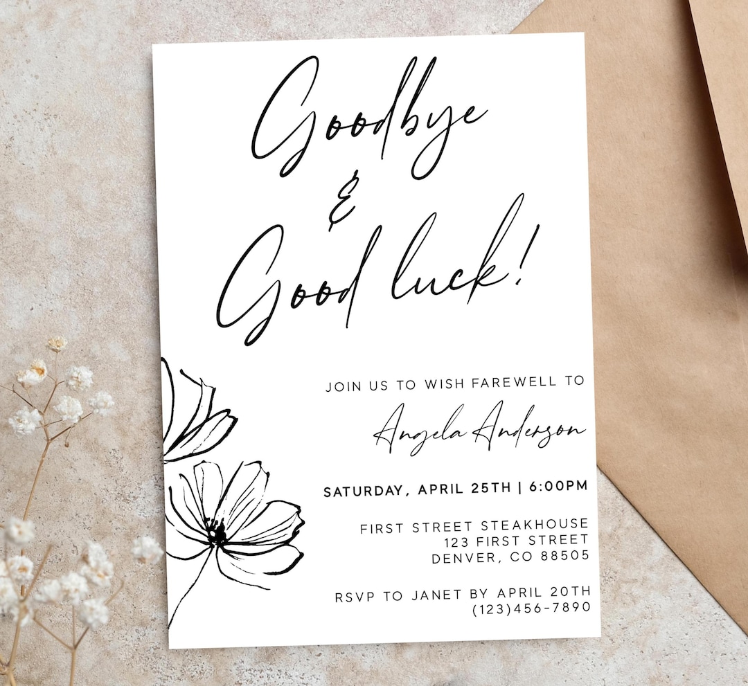 Goodbye and Good Luck Farewell Party Invitation Template, Farewell ...