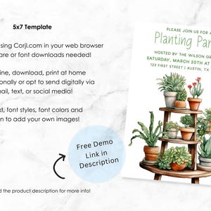 Planting Gardening Party Invitation Template, Plant Garden Party ...