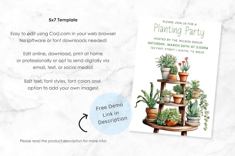 Planting Gardening Party Invitation Template, Plant Garden Party ...
