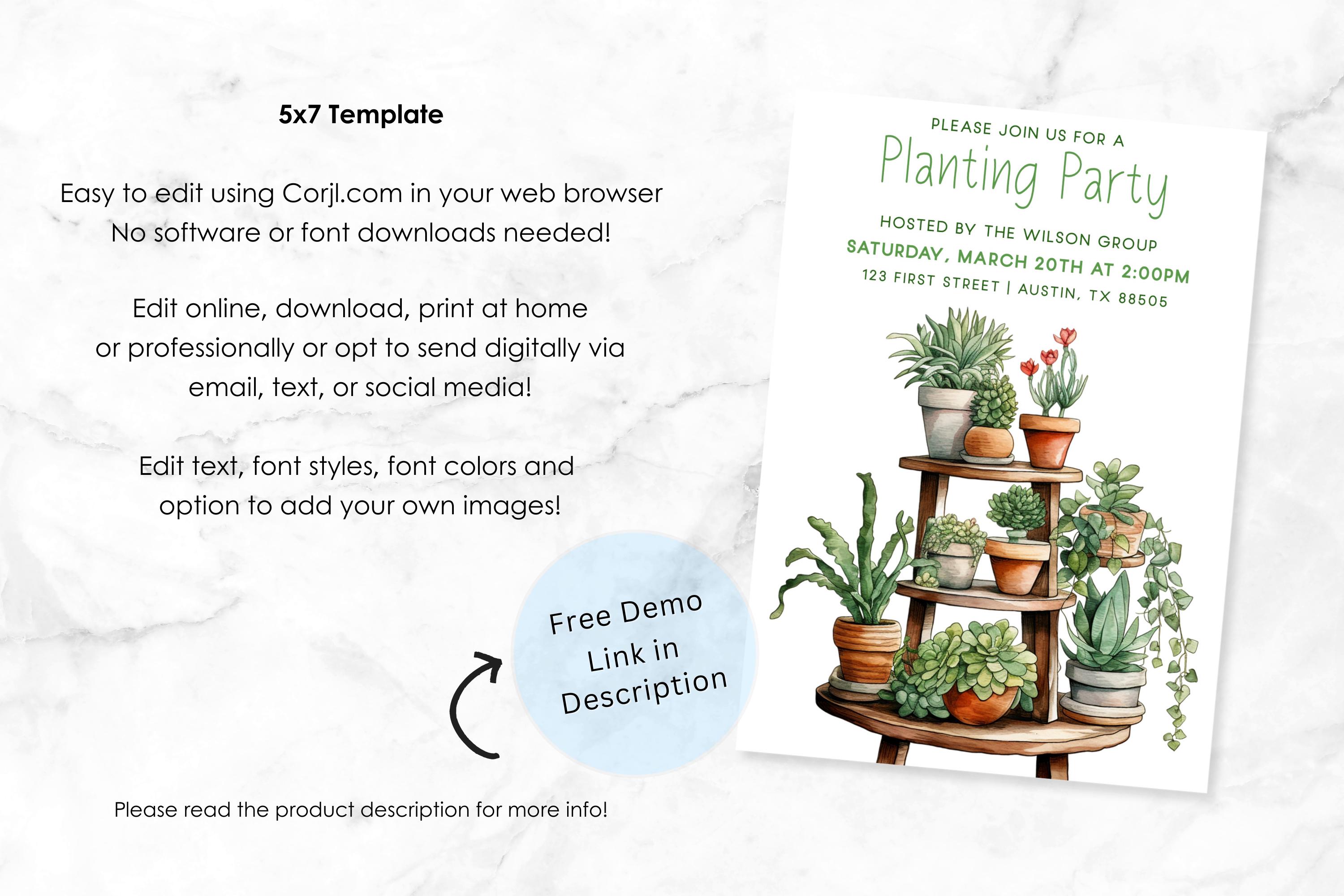Planting Gardening Party Invitation Template, Plant Garden Party ...