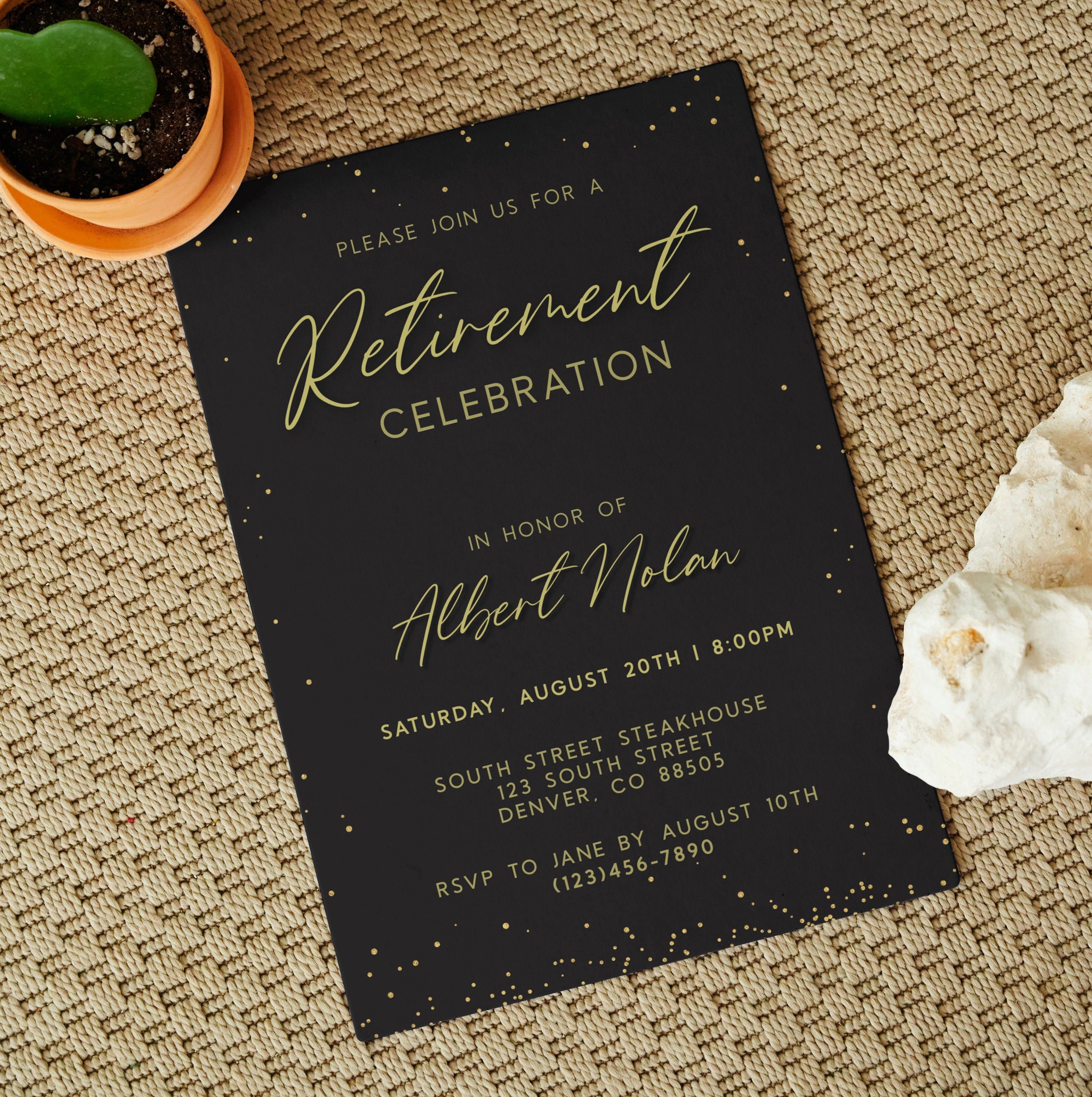 Gold and Black Retirement Party Invitation, Retirement Party Template ...