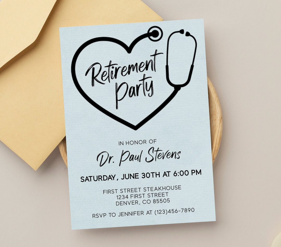 Doctor Retirement Party Invitation Template: Stethoscope Design ...