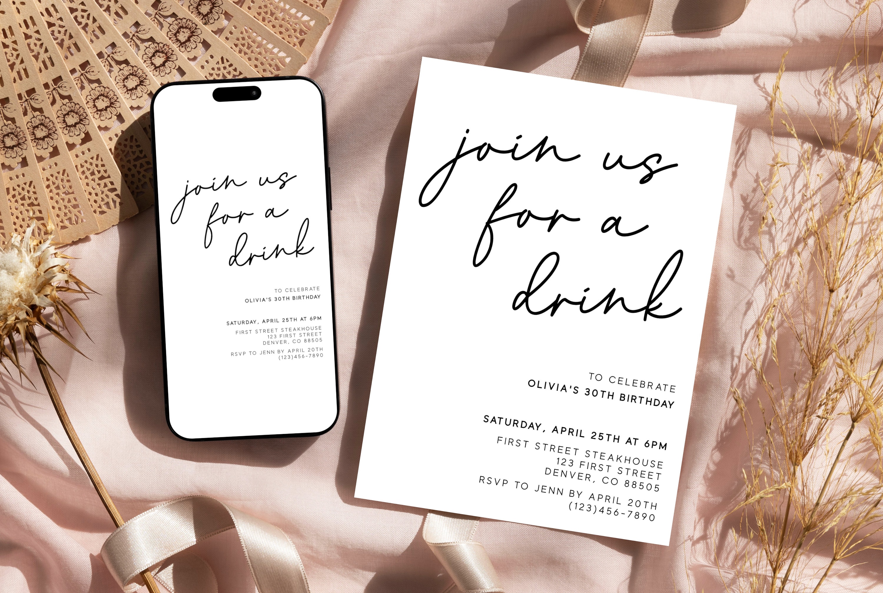 Join Us for A Drink Party Invitation Template, Minimal Party, Any ...