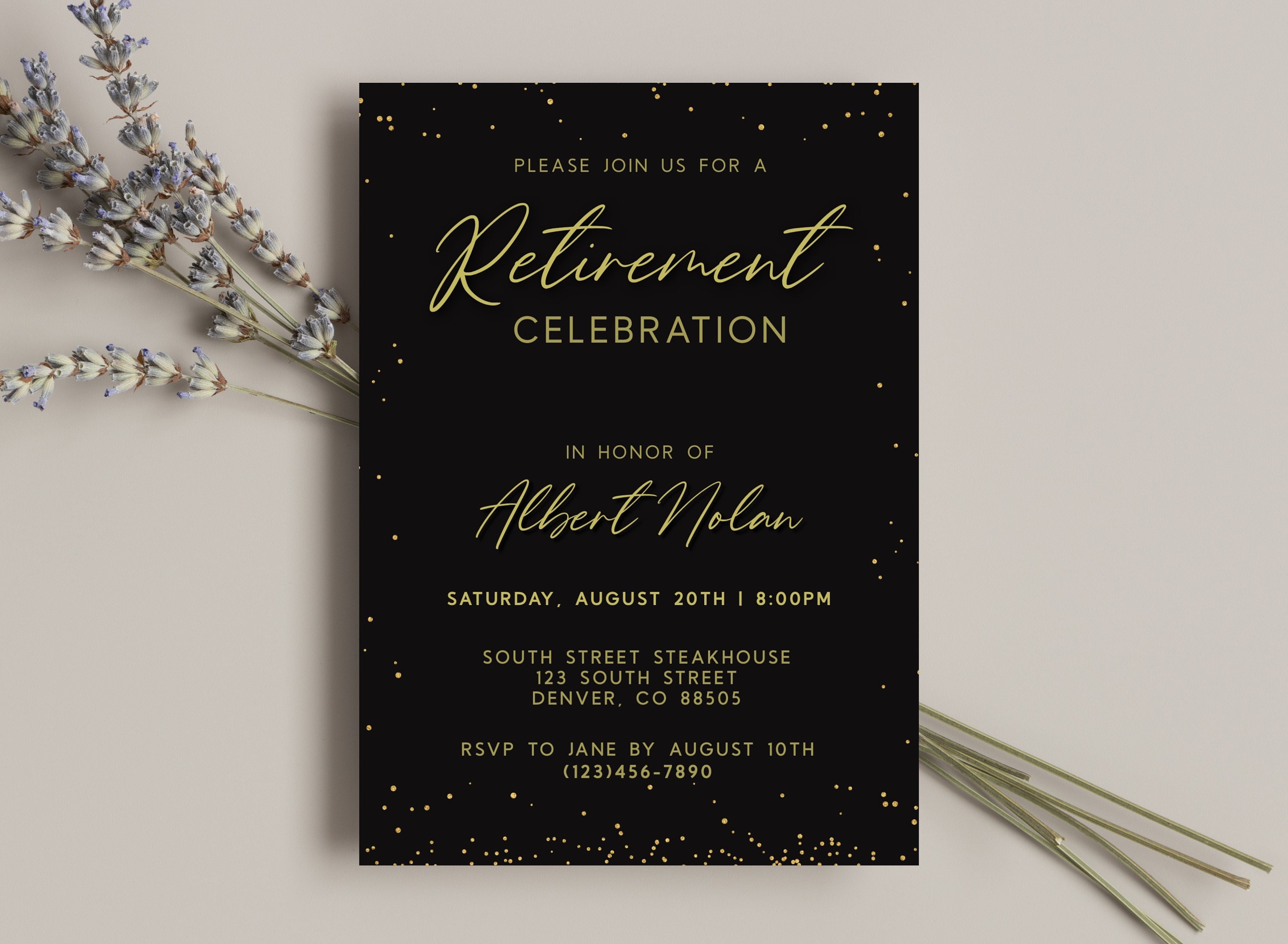 Gold and Black Retirement Party Invitation, Retirement Party Template ...