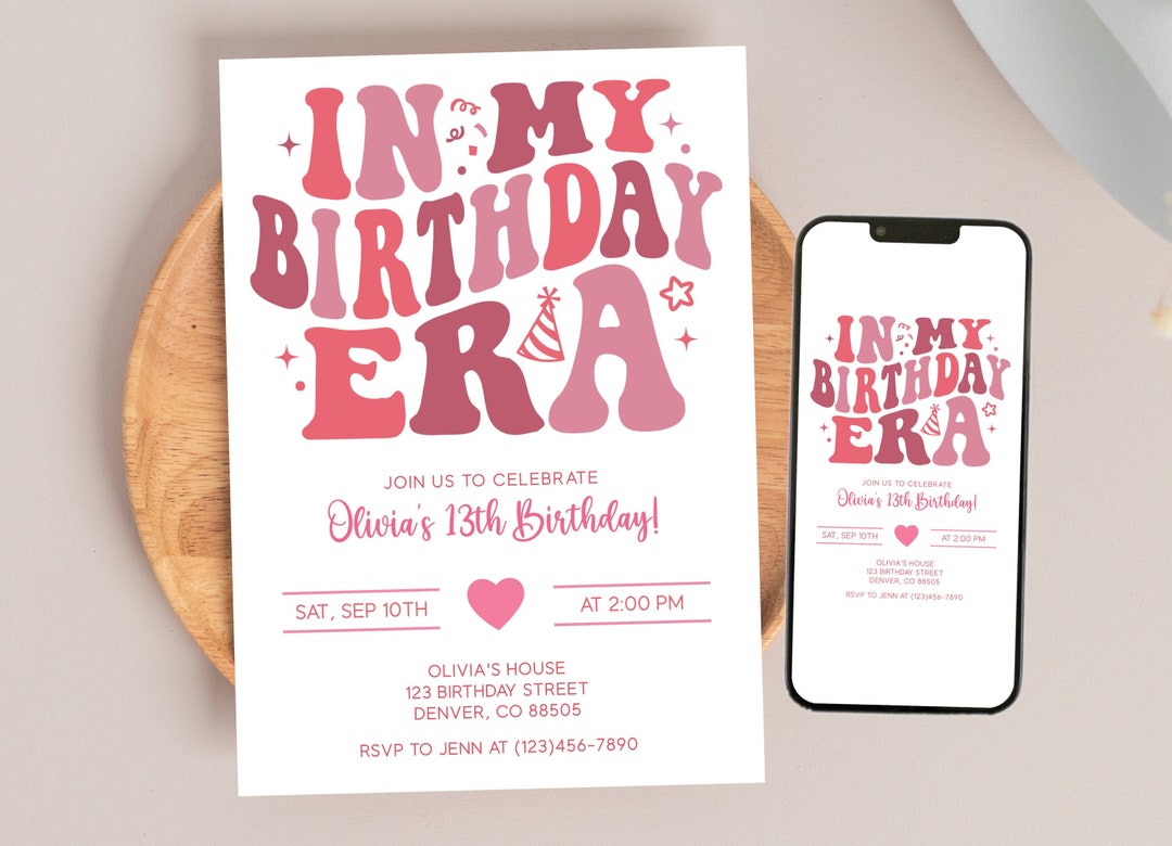 In My Birthday Era Birthday Party Invitation Template, Any Age Birthday ...