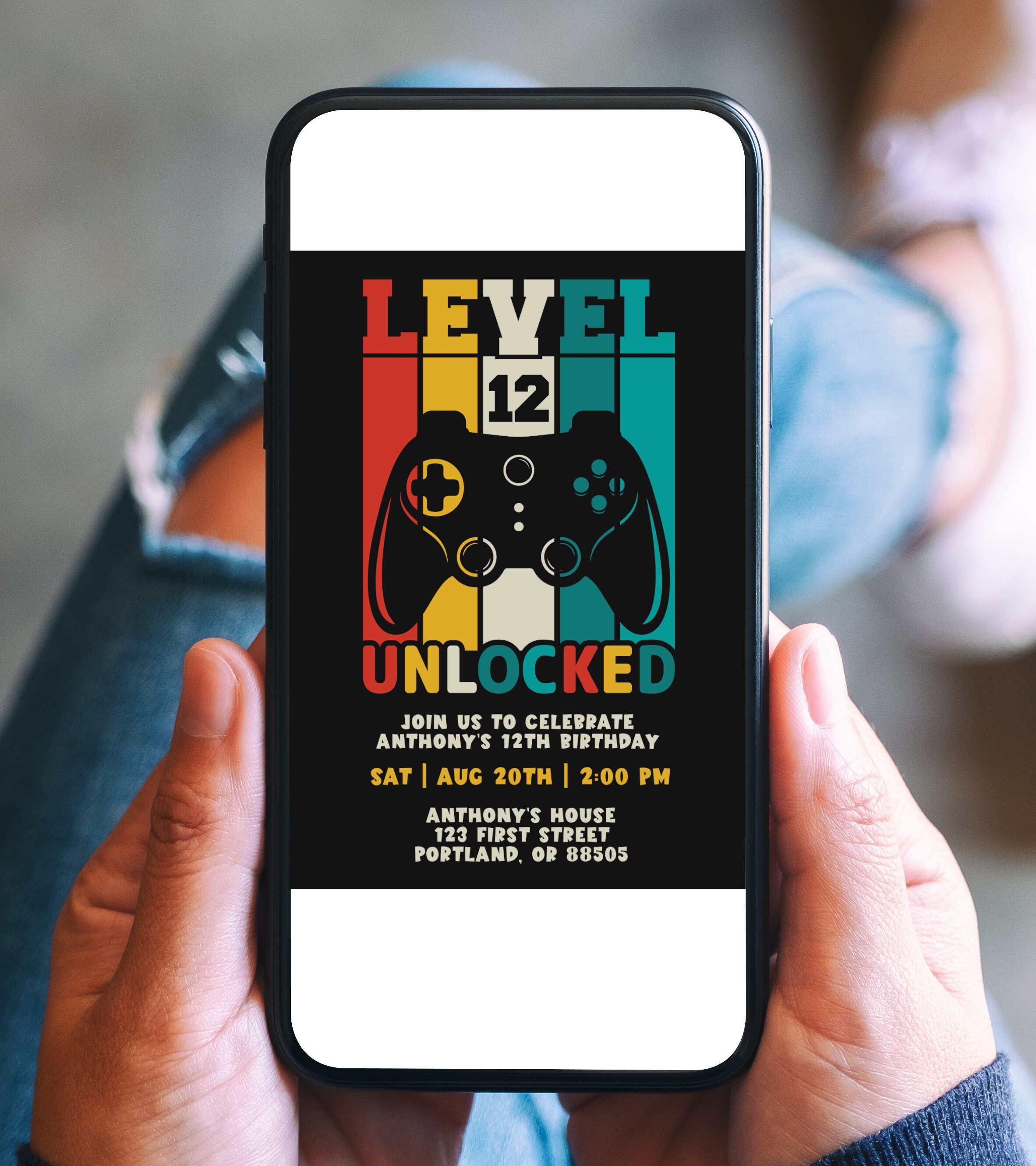 Boy's Gaming 12th Birthday Invitation Template, Teen Boy 12th Birthday ...