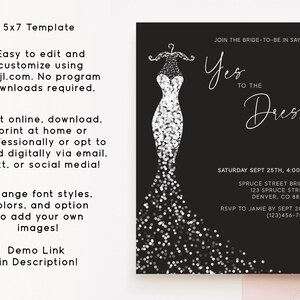 Bridal Say Yes to the Dress Invitation Template, Editable, Personalize ...