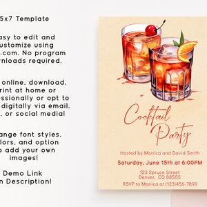 Editable Cocktail Party Invitation Template, Any Occasion Cocktail ...