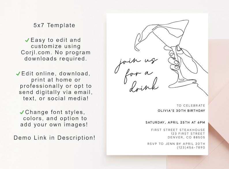 Join Us for A Drink Invitation Template, Any Occasion Join Us Party ...