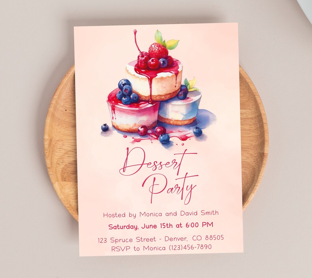 Dessert Party Invitation Template: Watercolor Desserts (digital ...