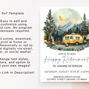 Camping Theme Retirement Party Invitation Template, Camping Retirement ...