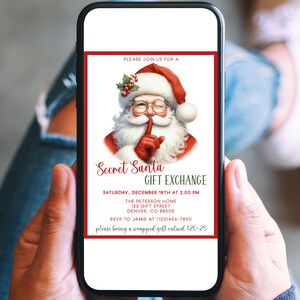 Secret Santa Gift Exchange Party Invitation Template, Christmas Holiday ...