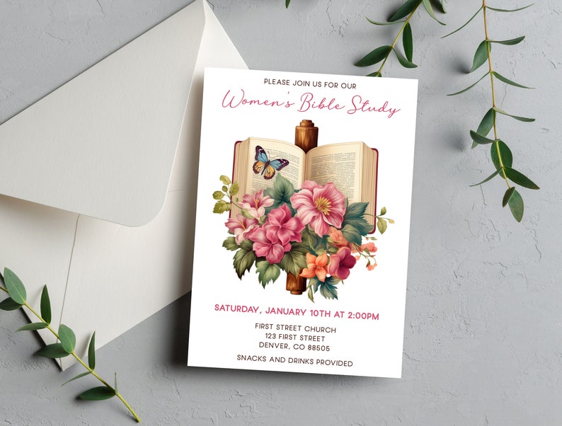 Women's Bible Study Invitation Template, Christian Book Club, Church ...