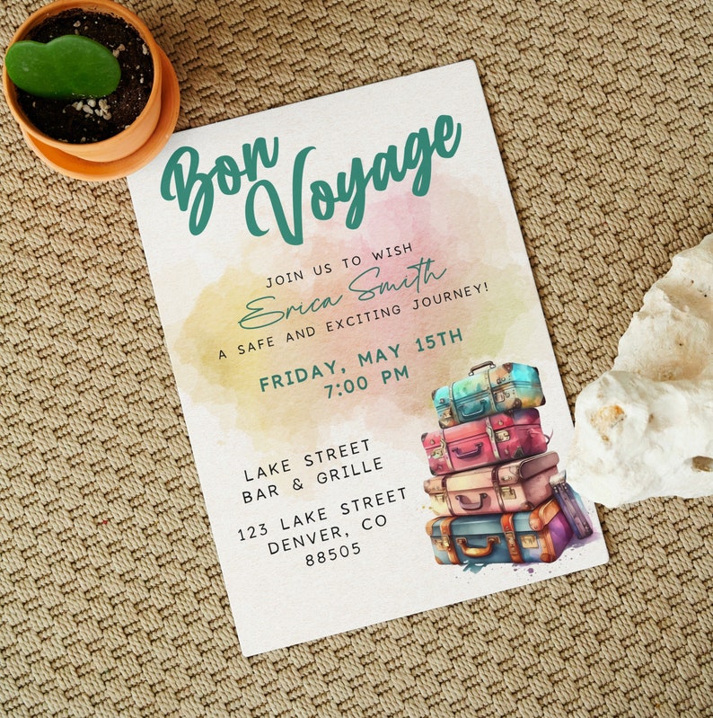 Bon Voyage Farewell Party Digital Download - Editable and Customizable ...