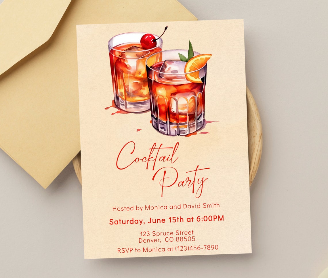 Editable Cocktail Party Invitation Template, Any Occasion Cocktail ...