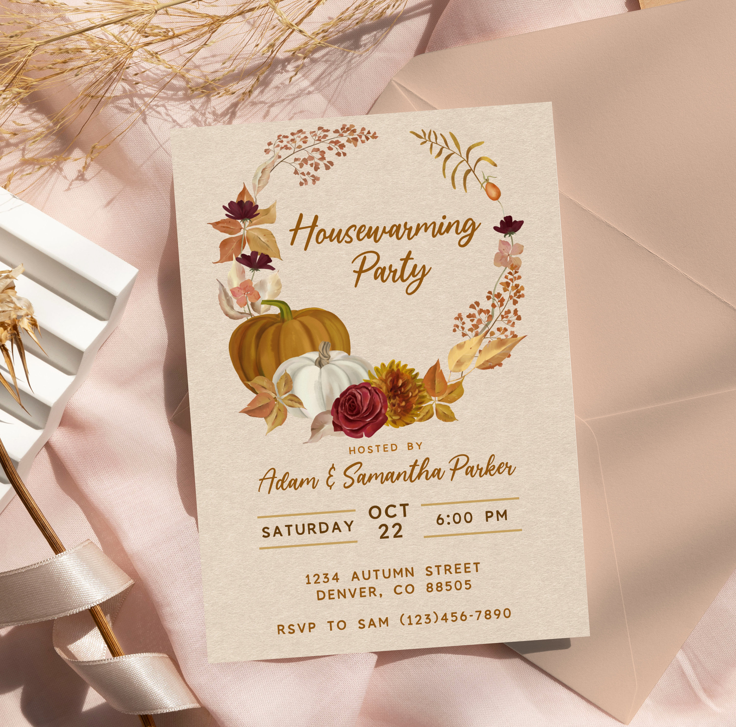 Fall Theme Housewarming Party Digital Download. Editable Invitation ...