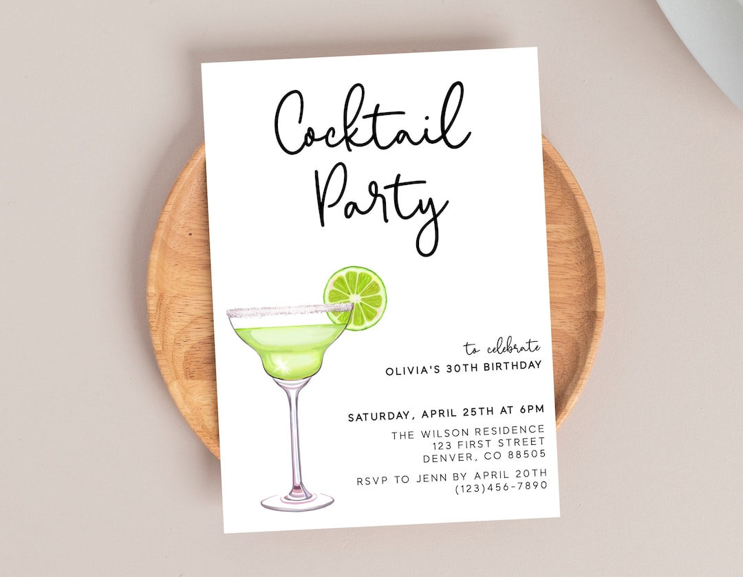 Lime Green Cocktail Party Invitation Template (digital Download) - Etsy